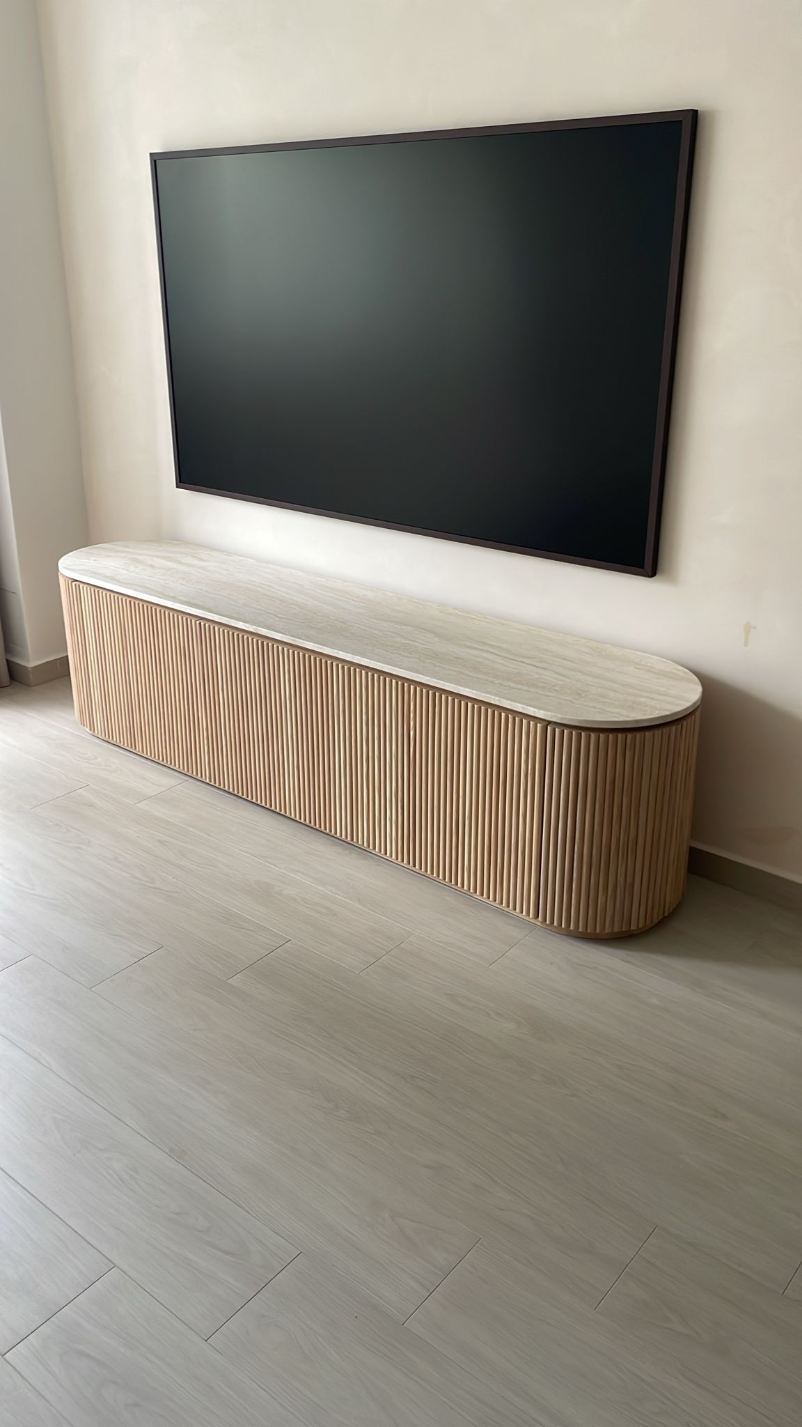 Falisse Travertine Fluted TV Console | The Happy Place